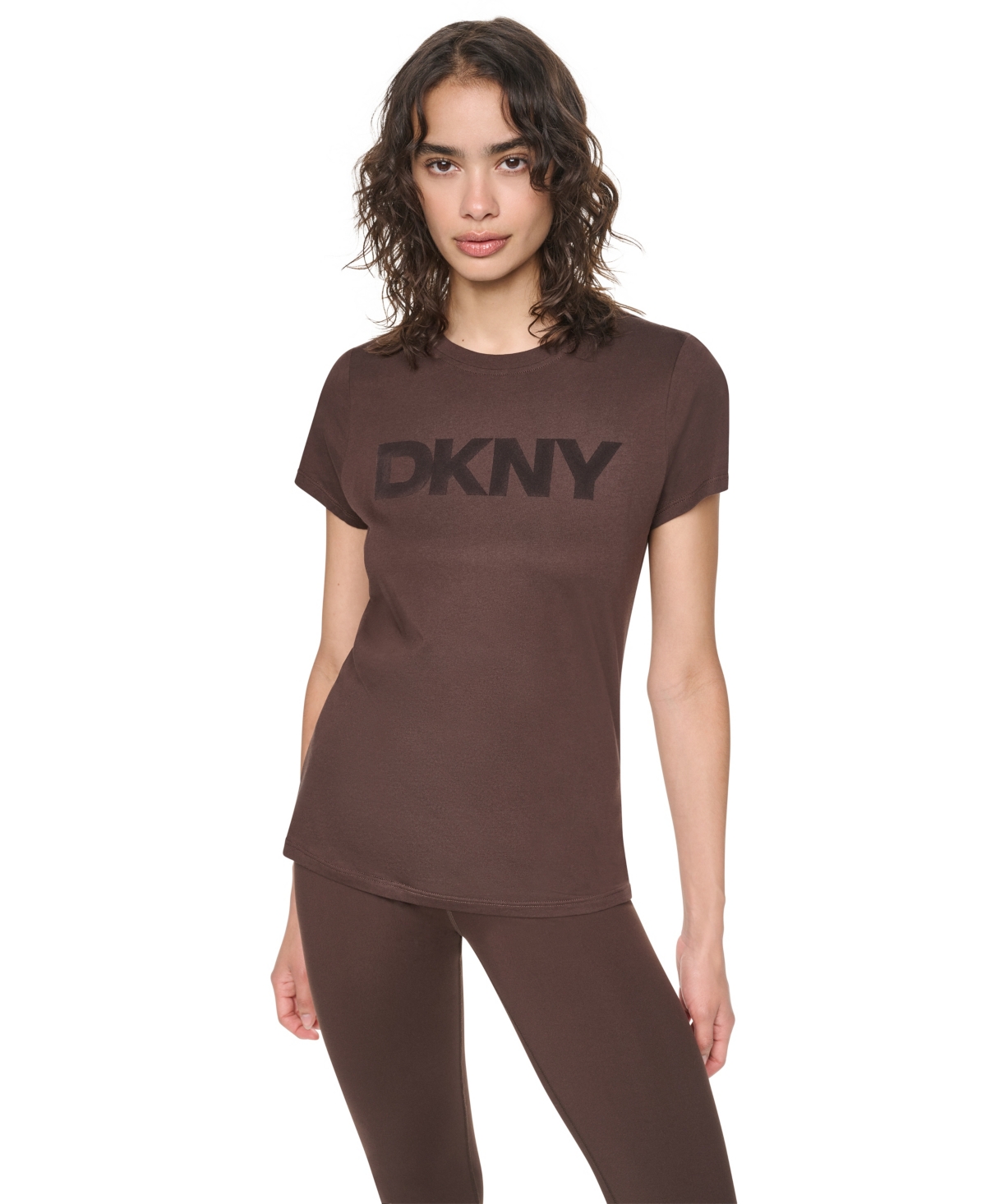 Click here for Dkny Sport Womens Flocked Logo Crewneck T-Shirt -... prices