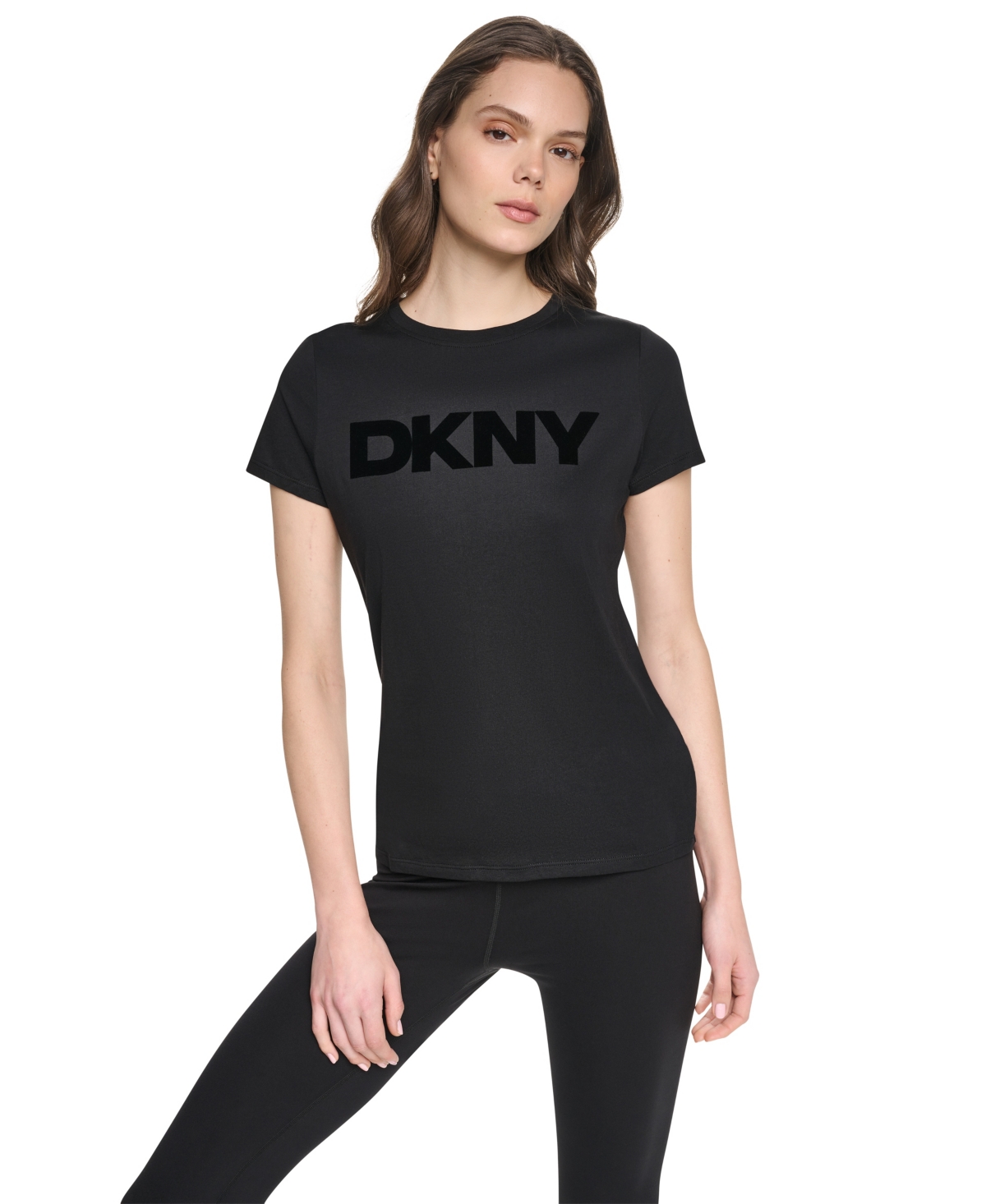 Click here for Dkny Sport Womens Flocked Logo Crewneck T-Shirt -... prices