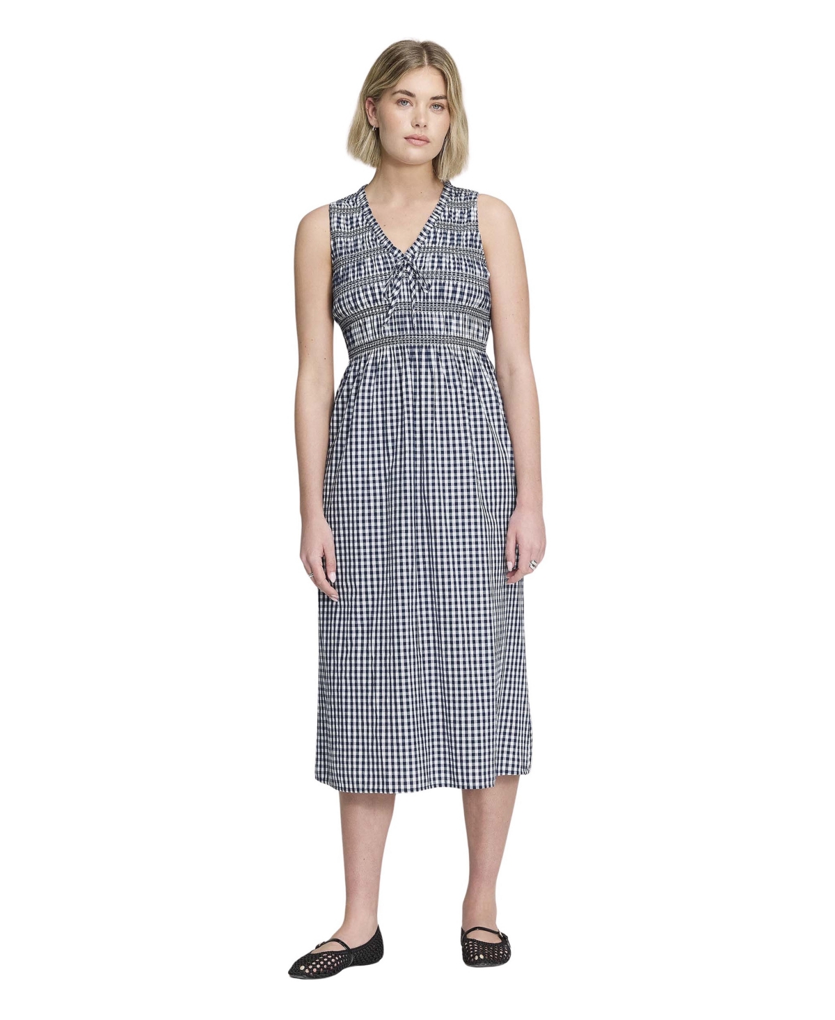 Click here for Finery London Womens Hadlee Cotton Gingham Shirred... prices