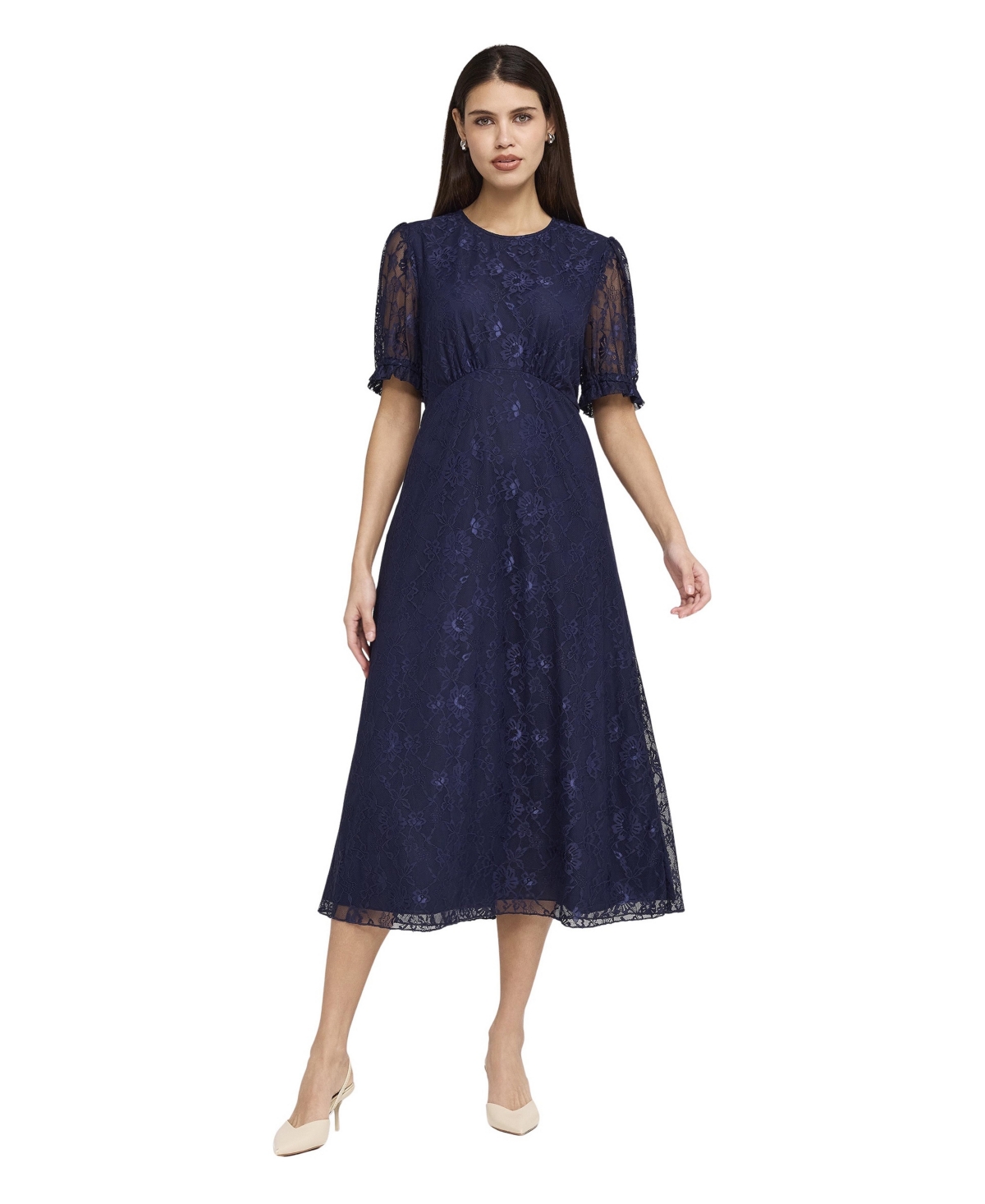 Click here for Finery London Womens Mela Midi Dress - Navy prices