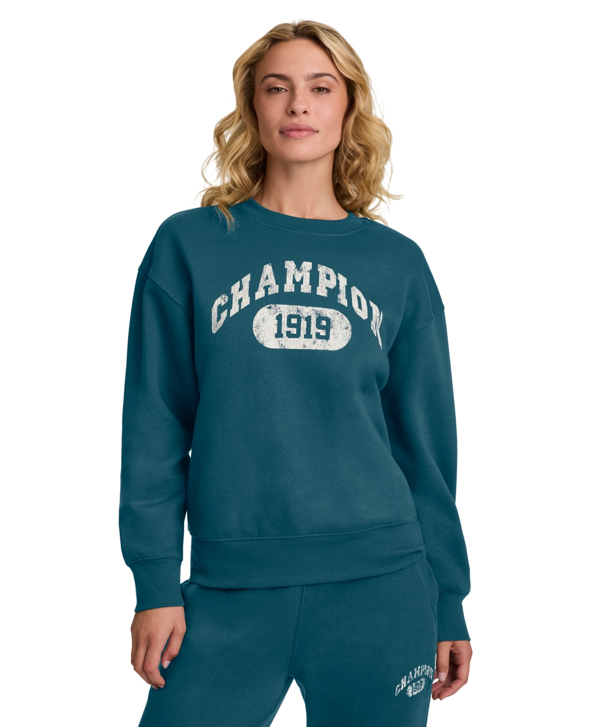 Click here for Champion Womens Powerblend Graphic Fleece Sweatshi... prices