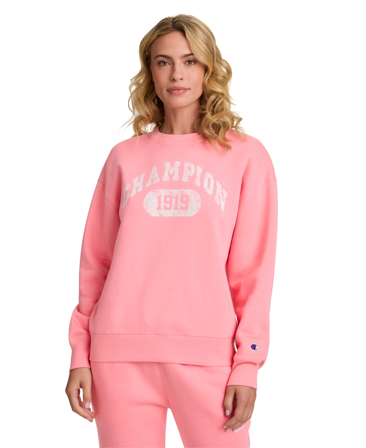 Click here for Champion Womens Powerblend Graphic Fleece Sweatshi... prices