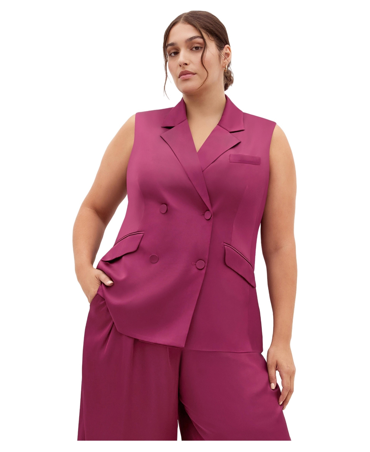 Click here for City Chic Plus Size Rylie Satin Double-Breasted Ta... prices