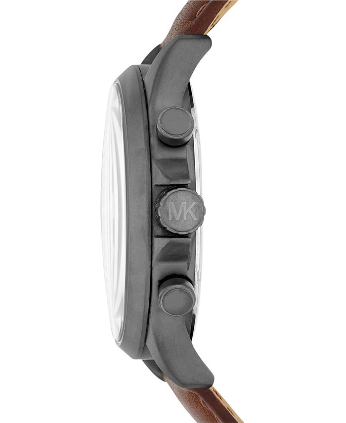 Michael Kors Men's Chronograph Gage Chocolate Leather Strap Watch 45mm ...