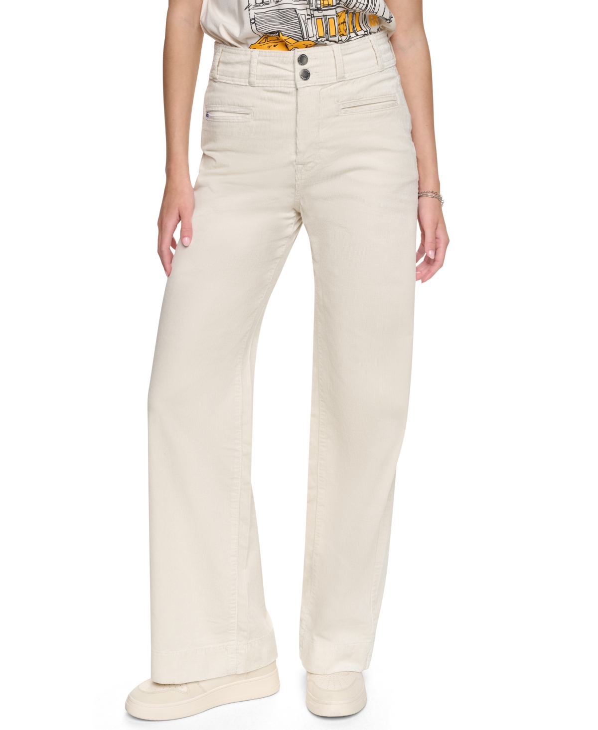 Click here for Dkny Jeans Womens High-Rise Double-Button Wide-Leg... prices