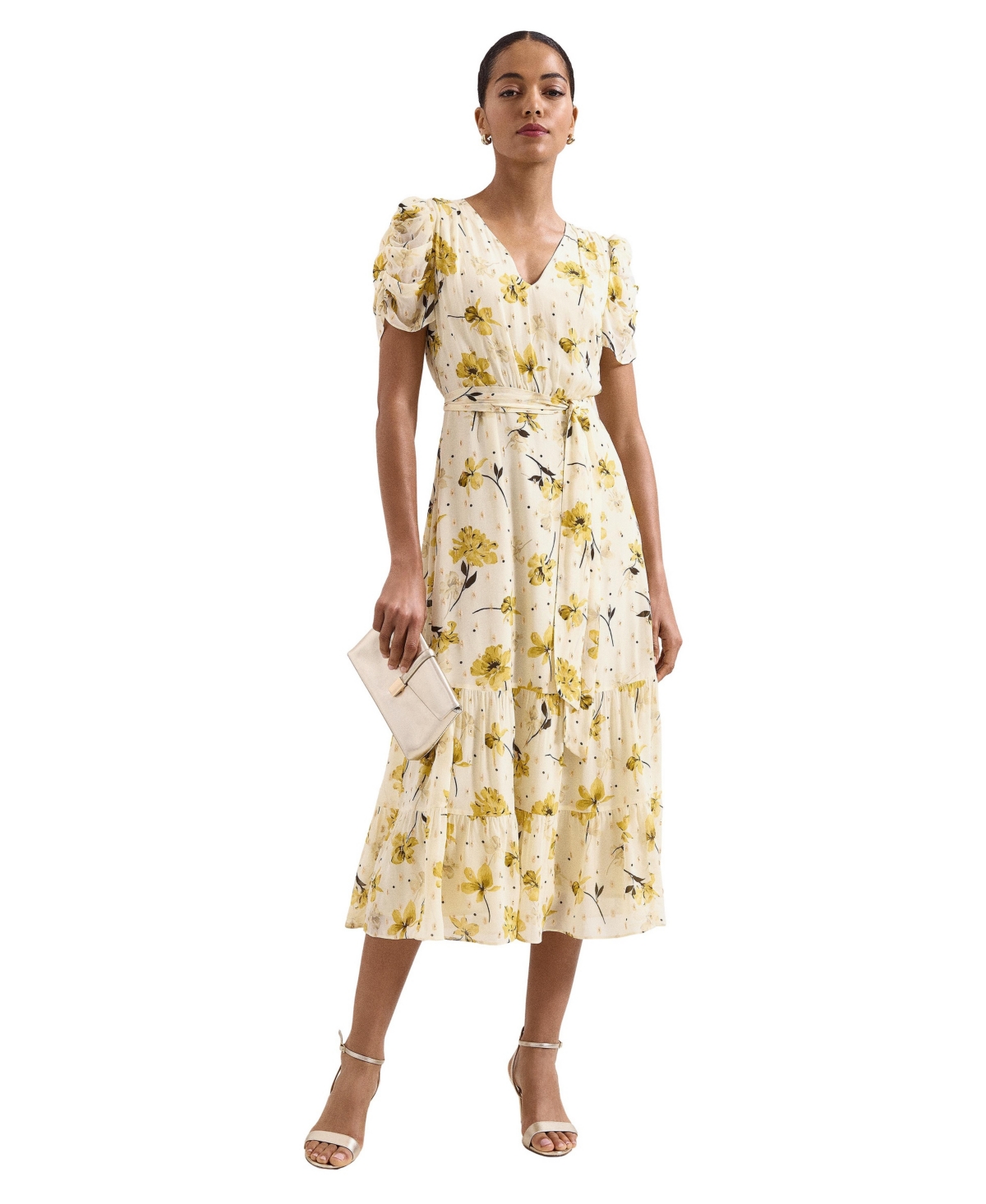 Click here for Phase Eight Womens Azalea Midi V-Neck Tie-Waist Dr... prices