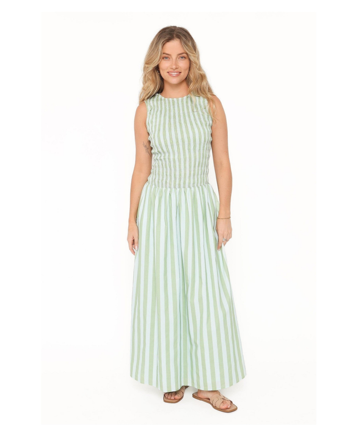 Click here for Petal and Pup Womens Maleny Smocked Striped Sleeve... prices
