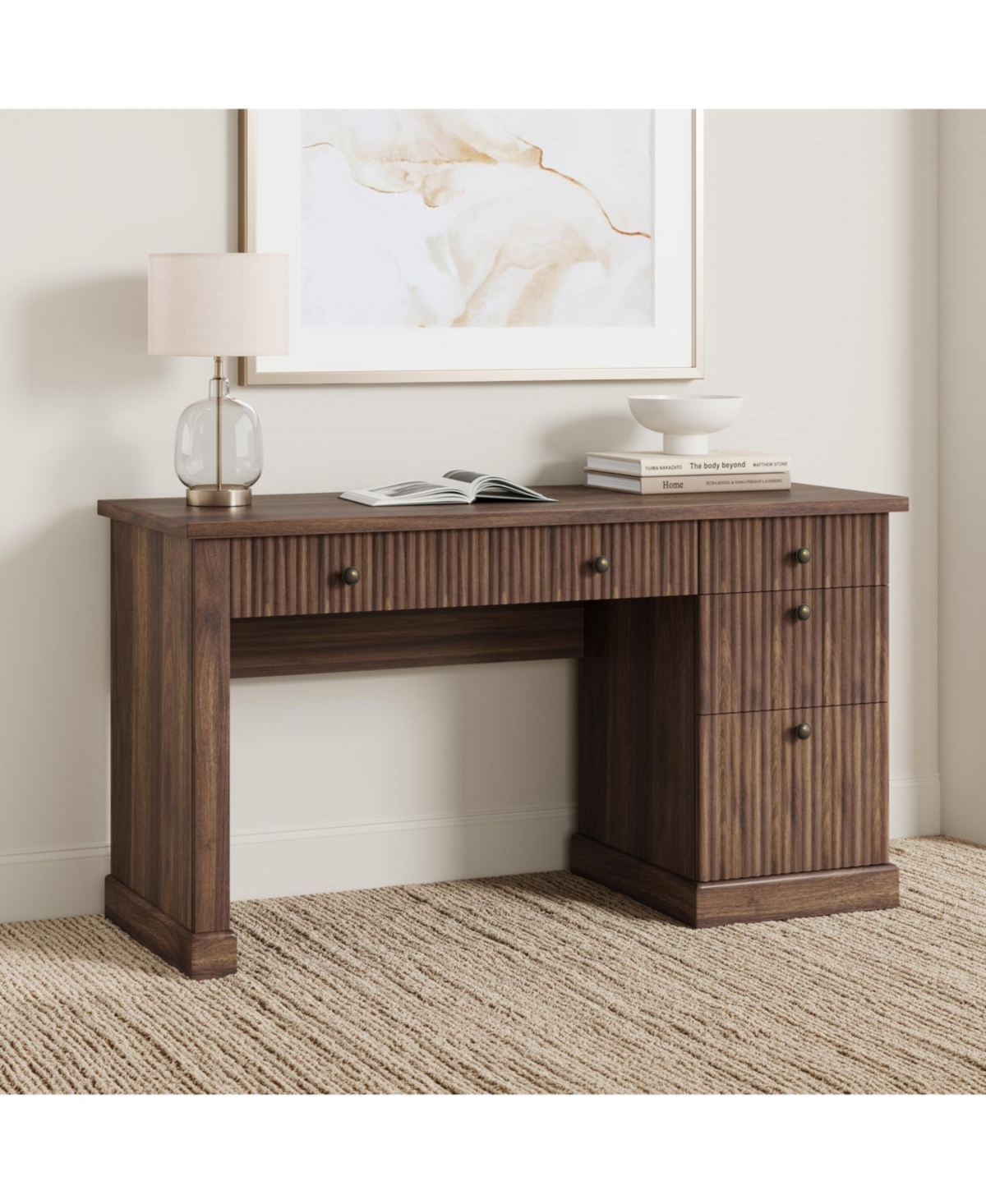 Click here for homfan 54 Fluted Executive Desk with File Drawer &... prices