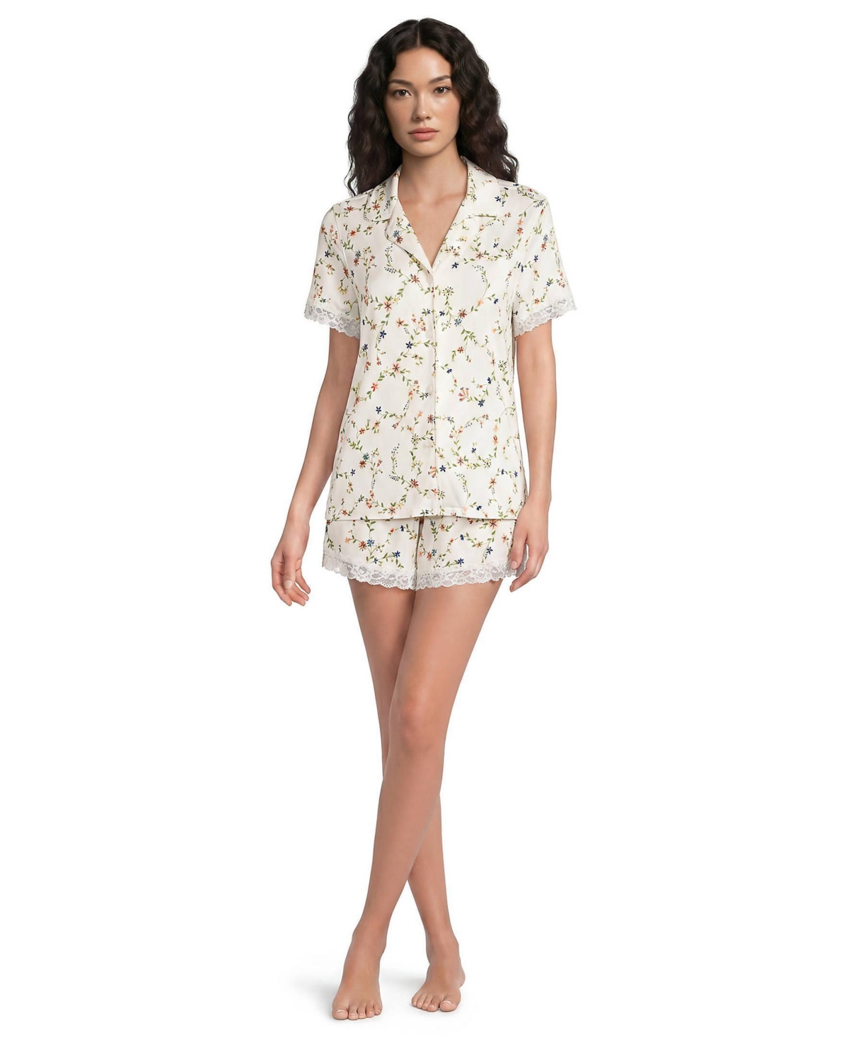 Click here for Lands End Womens Cooling Lace Trim Top and Shorts... prices