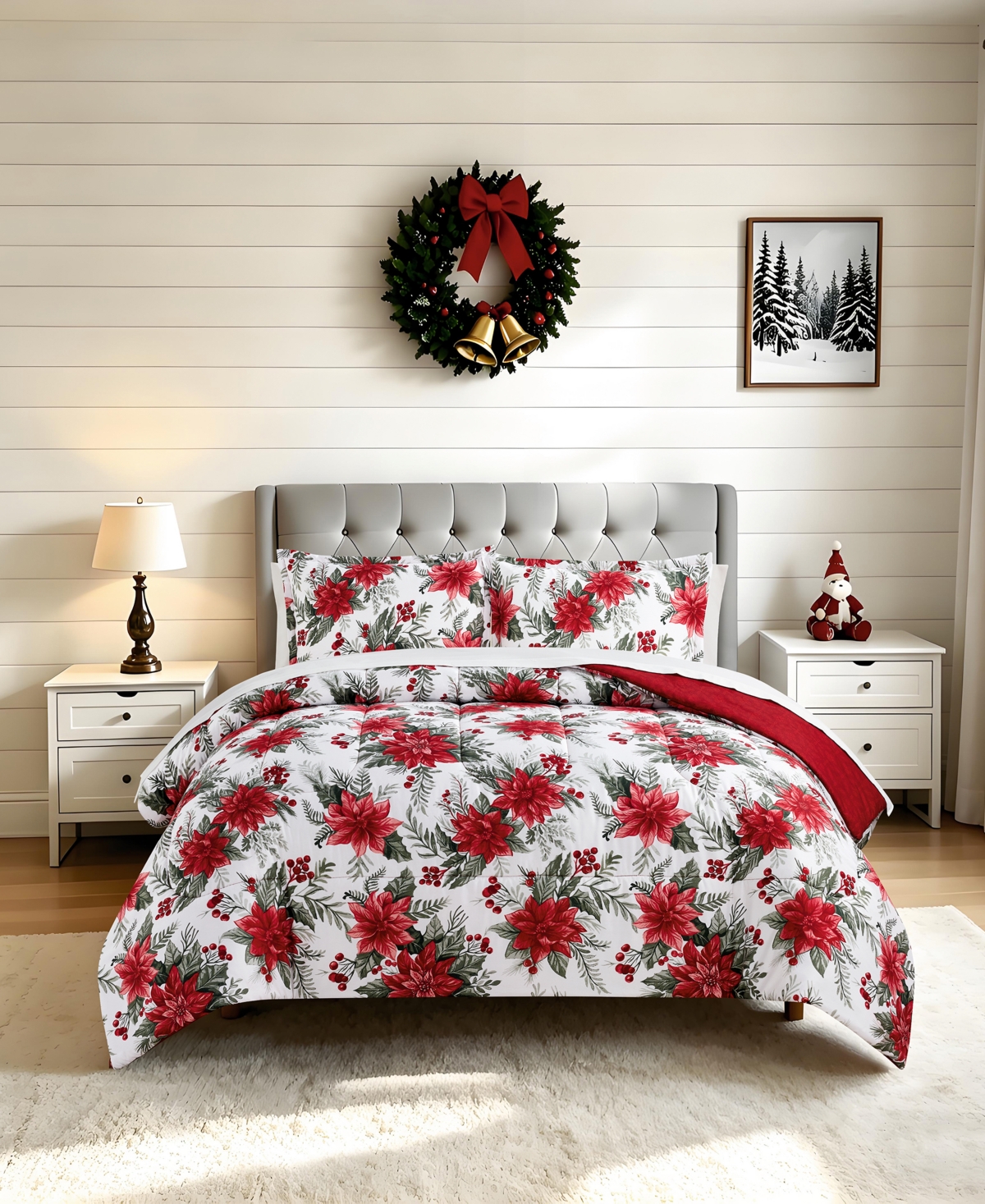 Click here for Macys Pointsettia Soft Hand Feel 3-Piece Comforter... prices