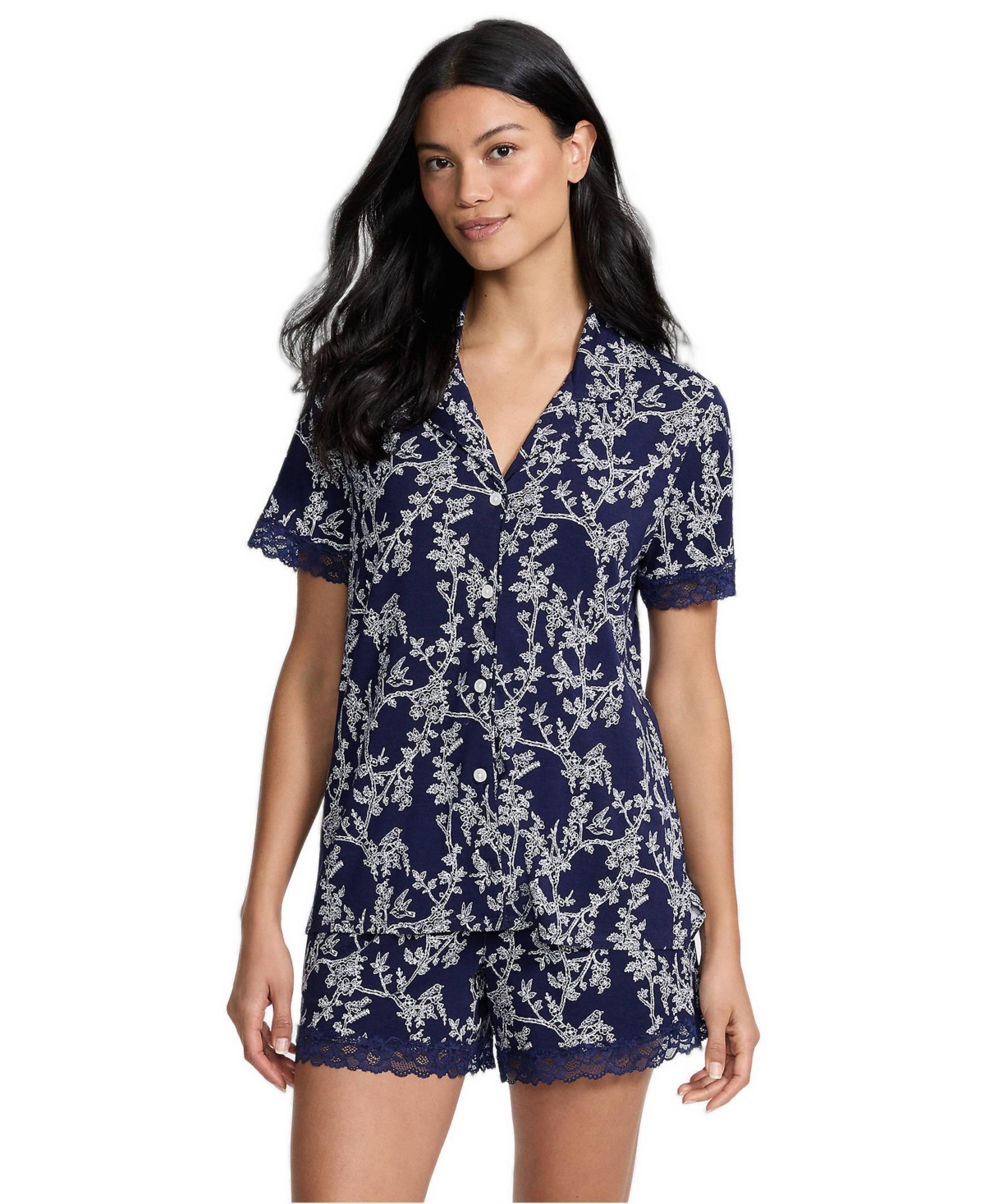 Click here for Lands End Womens Cooling Lace Trim Top and Shorts... prices