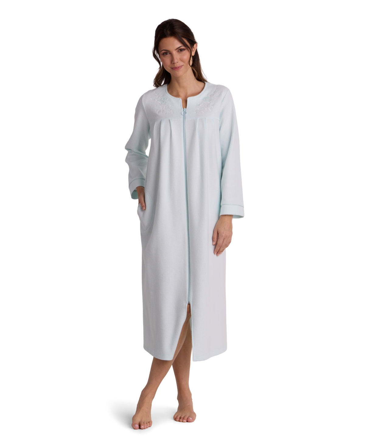 Click here for Miss Elaine Womens Brushed Waffle-Knit Zip Robe -... prices