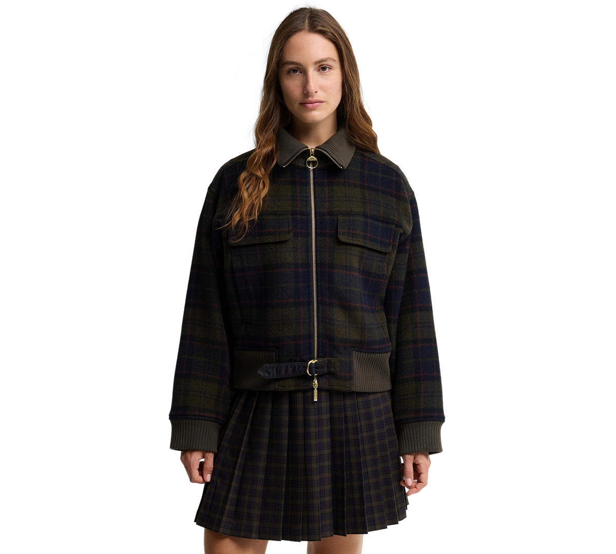 Click here for Barbour Womens Ivybridge Plaid Wool-Blend Funnel-N... prices