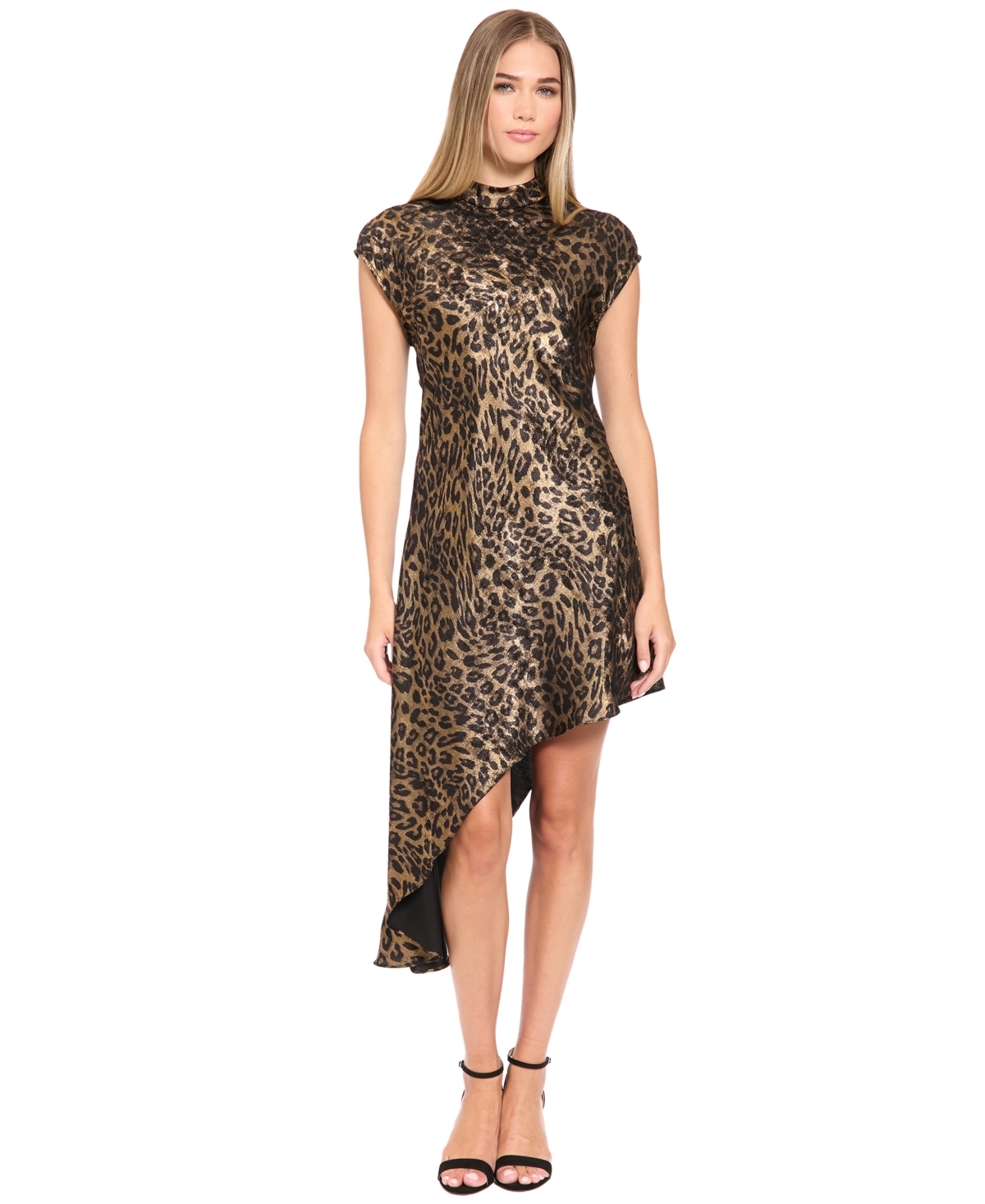 Click here for Donna Morgan Womens Metallic Leopard-Print Asymmet... prices