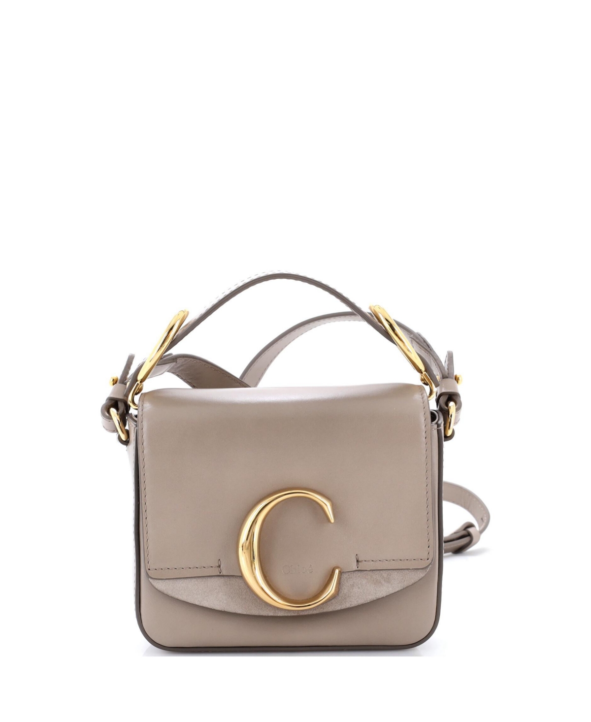 Click here for Pre-Owned Chloe Mini C Flap Bag Leather - Grey prices