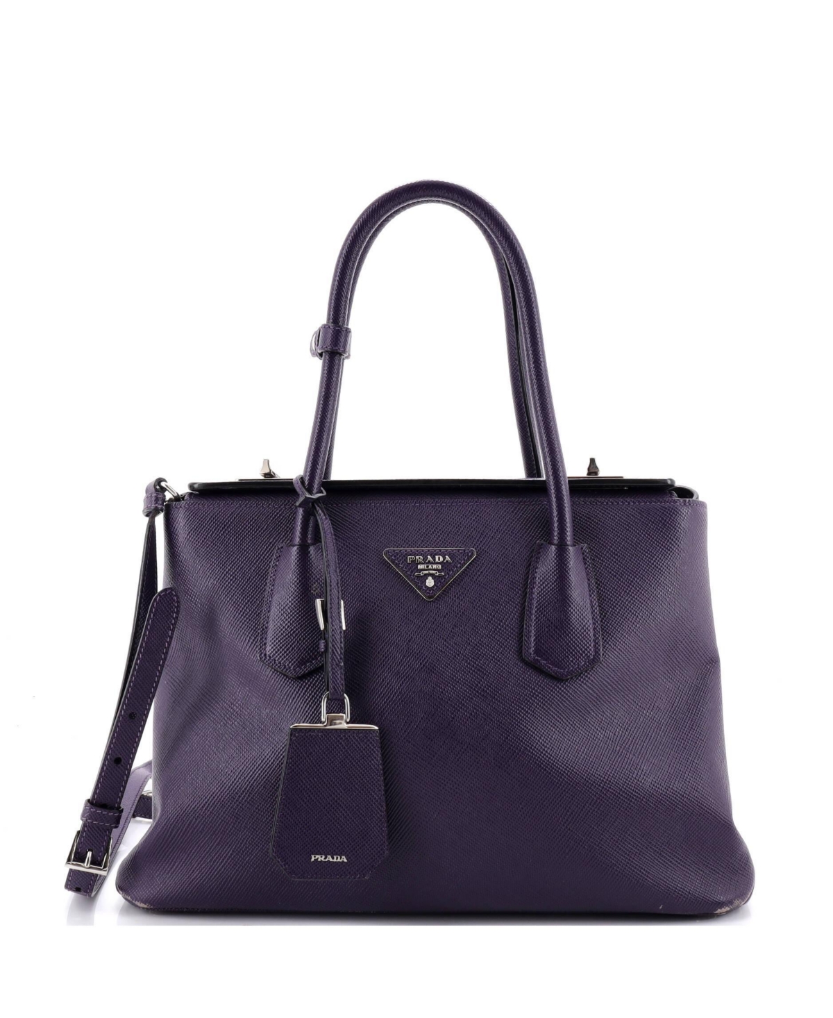Click here for Pre-Owned Prada Small Turnlock Cuir Twin Tote Saff... prices