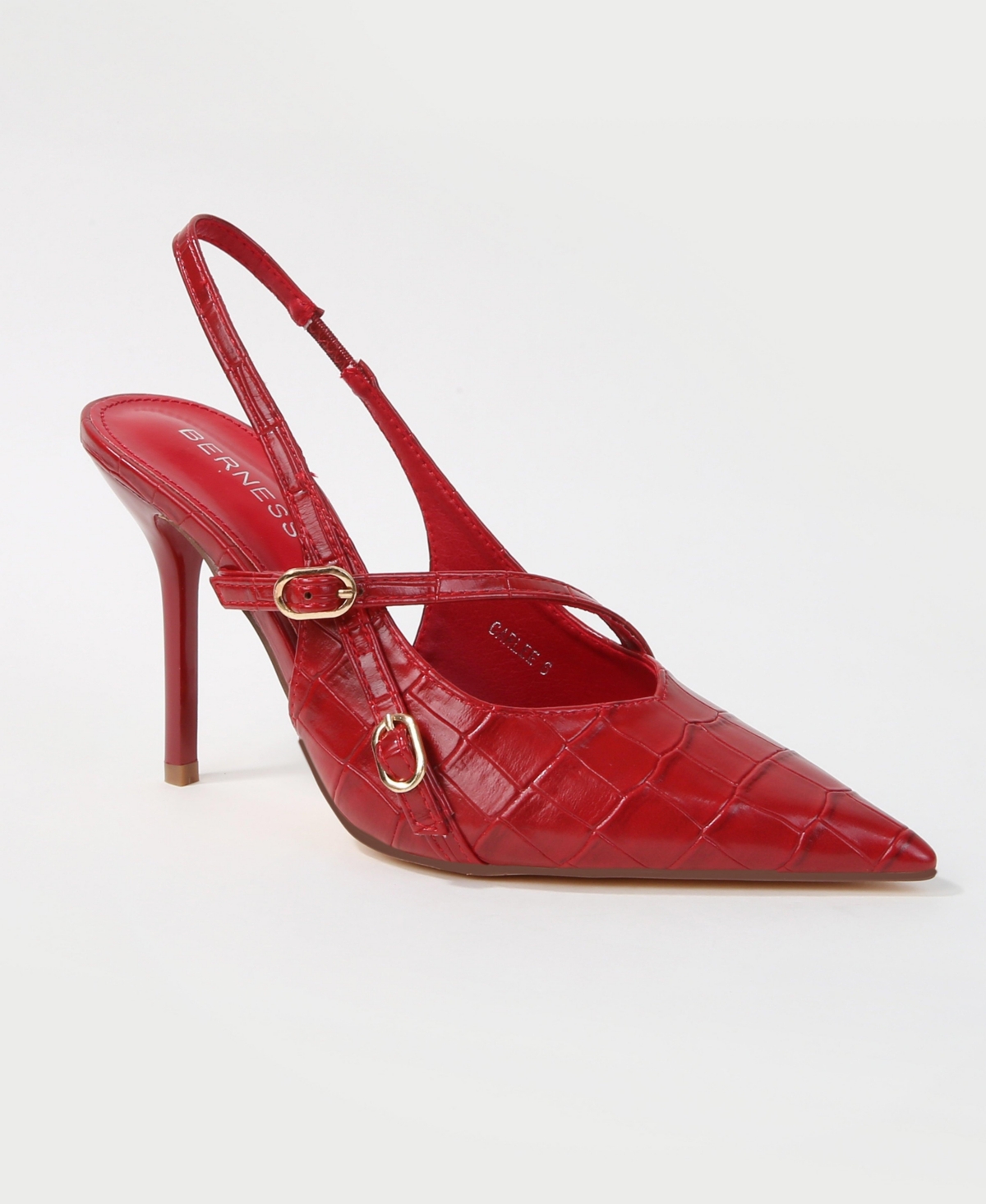 Click here for Carlee Croc Embossed Pointed Toe Slingback Stilett... prices