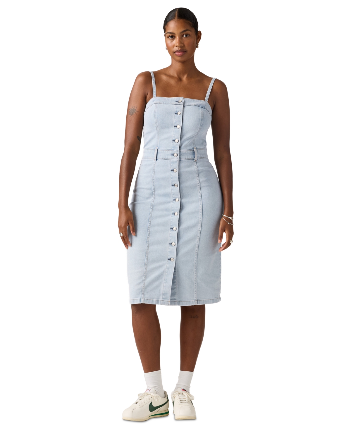 Levis Womens Denim Bustier Button-Front Dress - Not Surprised