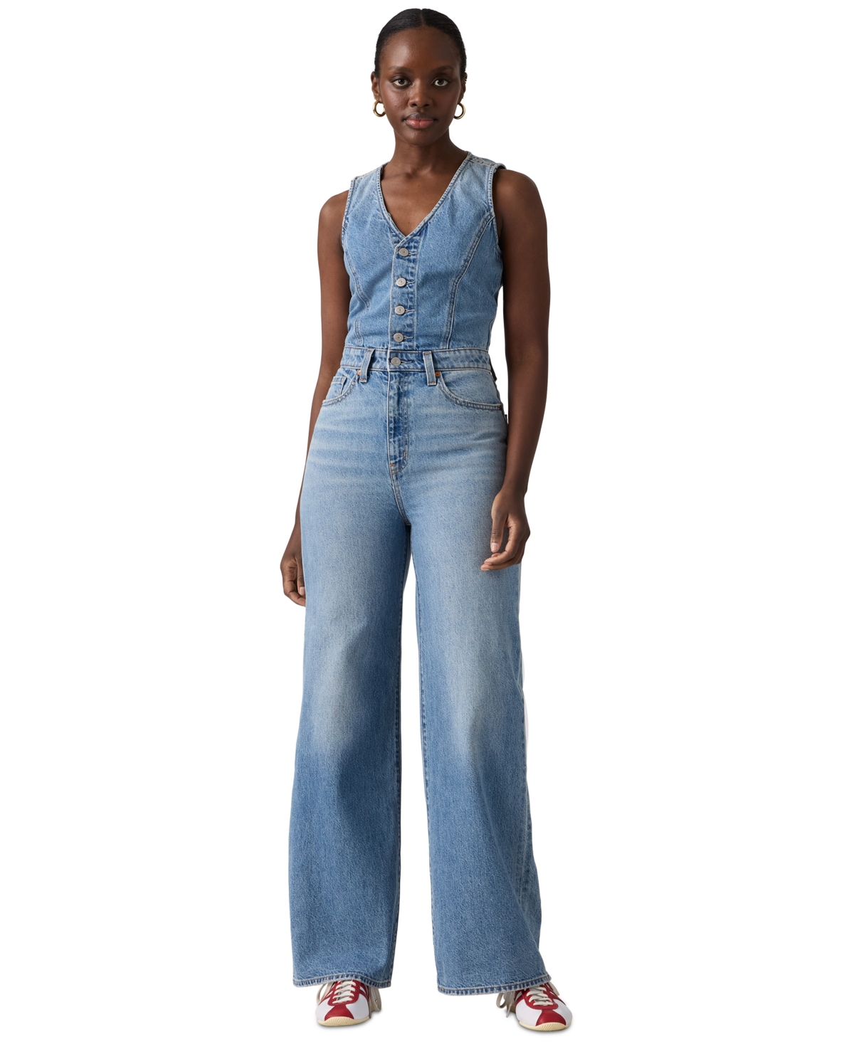 Click here for Levis Womens Wide-Leg Denim Jumpsuit - Own It Jump... prices