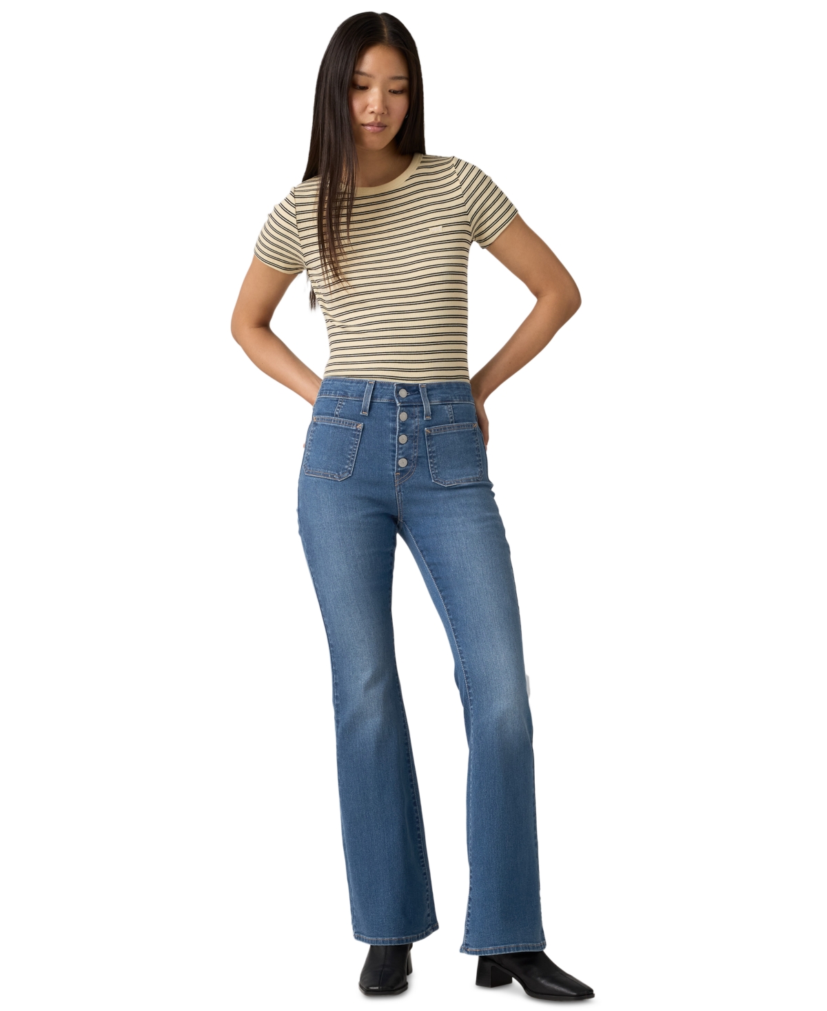 Click here for Levis Womens 726 Patch Pocket High Rise Slim Fit F... prices