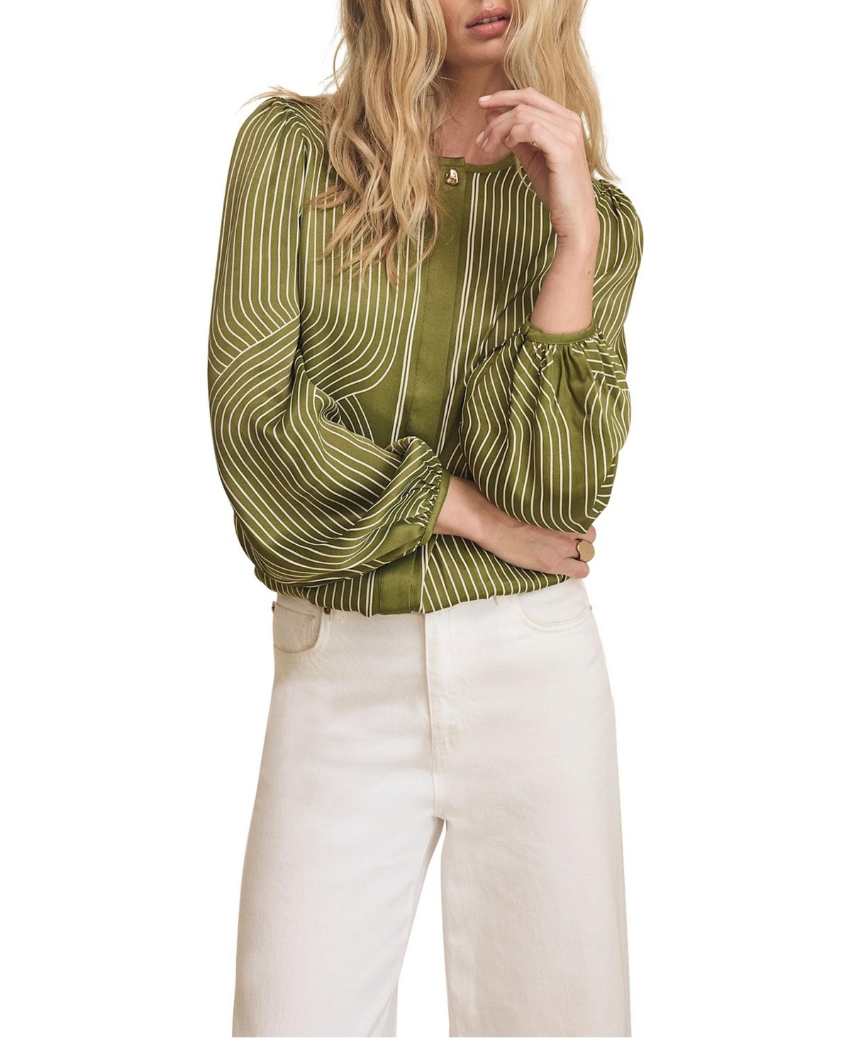 Click here for Mint Velvet Womens Satin Printed Blouse - Green prices