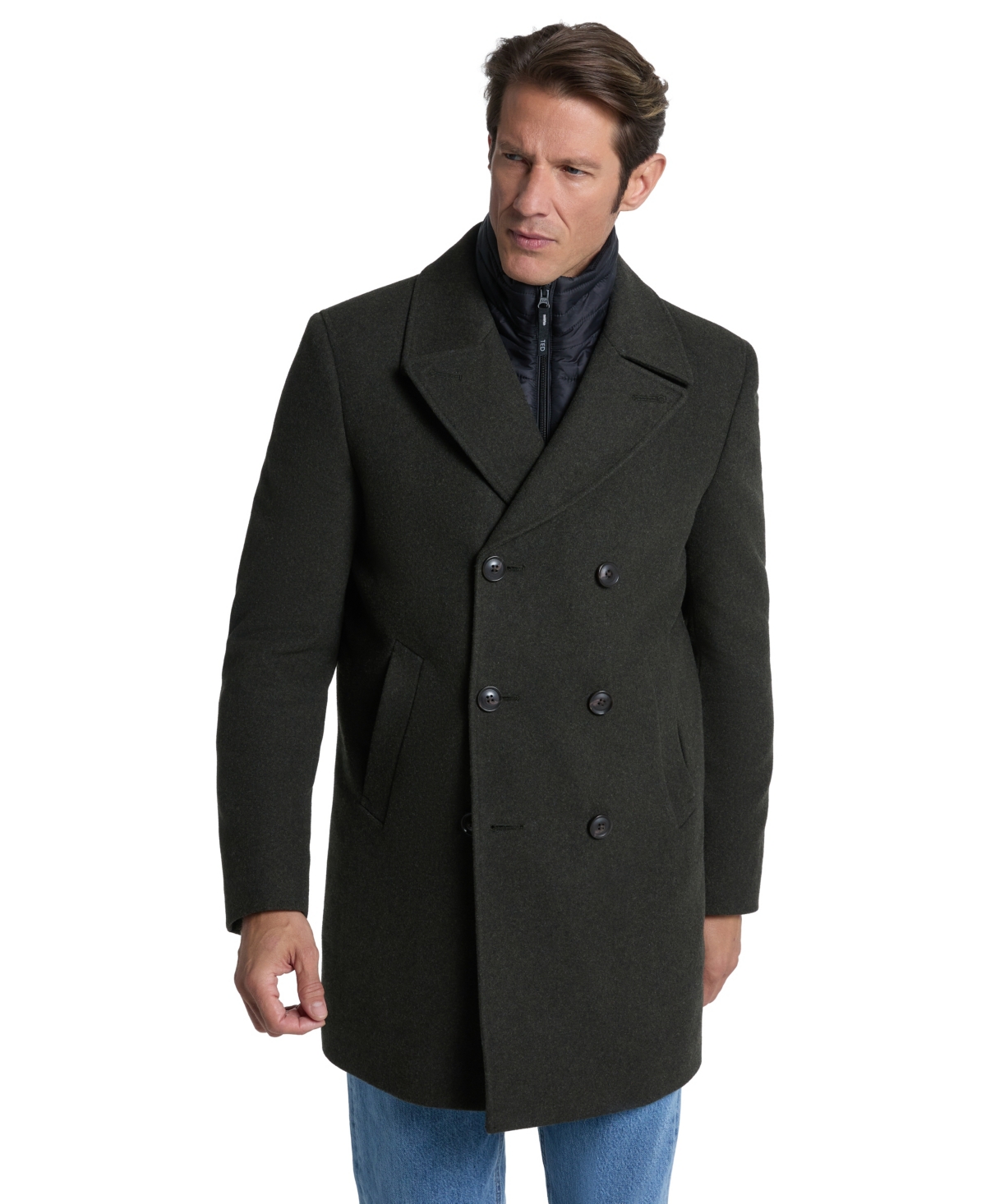 Click here for Ted by Ted Baker Mens Modern-Fit Peacoat - Loden G... prices