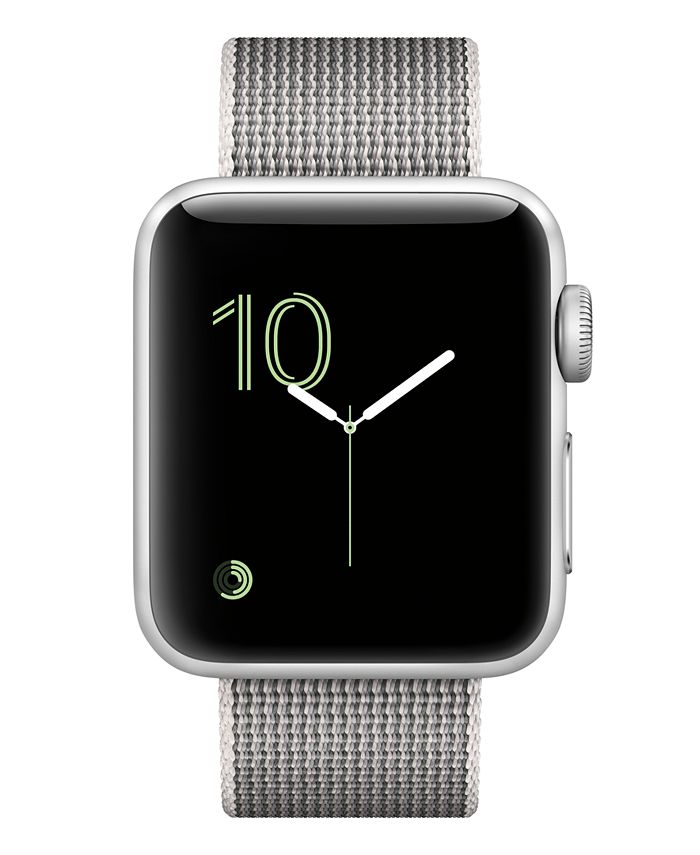Apple Watch Series 2 38mm Silver-Tone Aluminum Case with Pearl Woven ...
