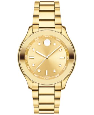 Movado Men's Swiss Bold Gold-Tone Stainless Steel Bracelet Watch 38mm ...