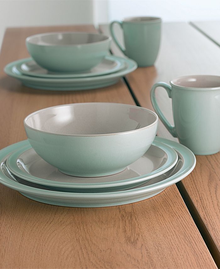Denby Dinnerware, Duets Taupe and Blue 4 Piece Place Setting - Macy's