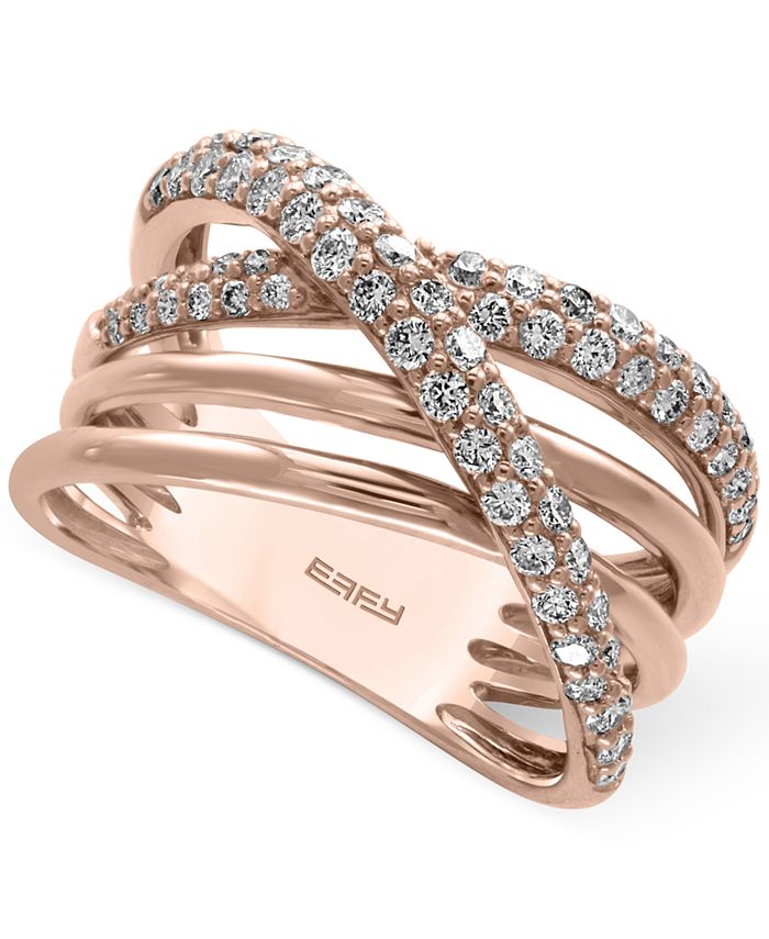 EFFY Collection Pavé Rose by EFFY® Diamond Crisscross Ring (3/4 ct. t.w ...
