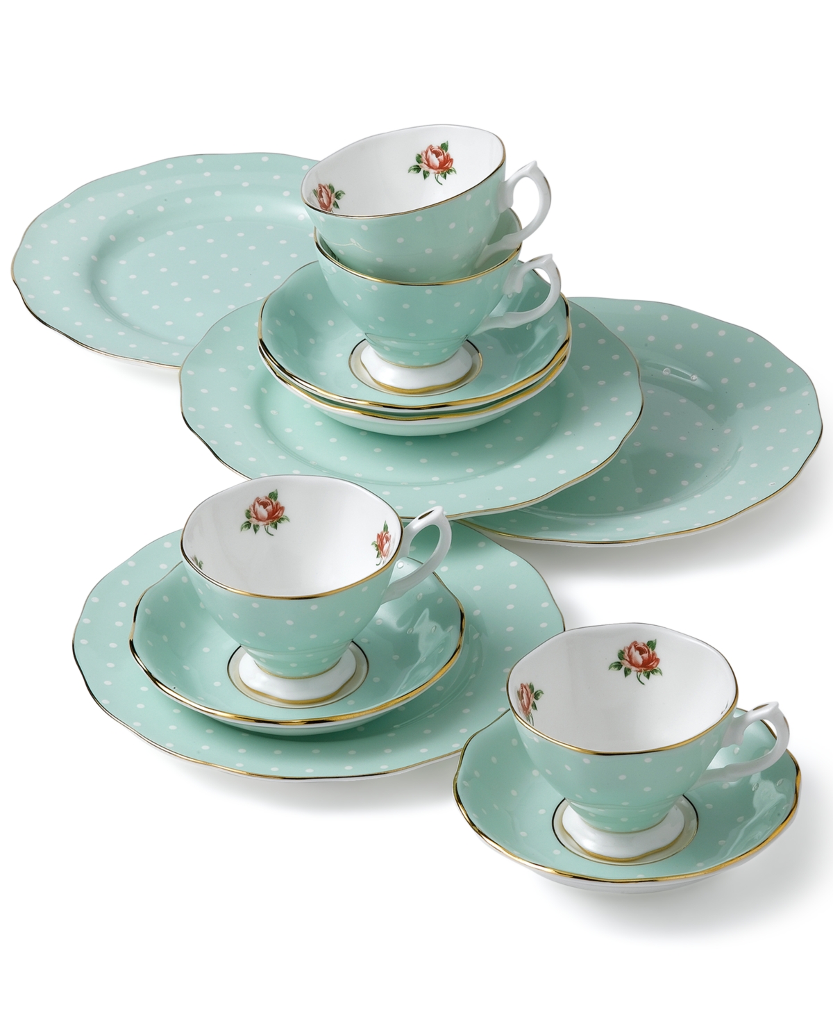 Click here for Royal Albert Polka Rose 12-Piece Set - Green prices