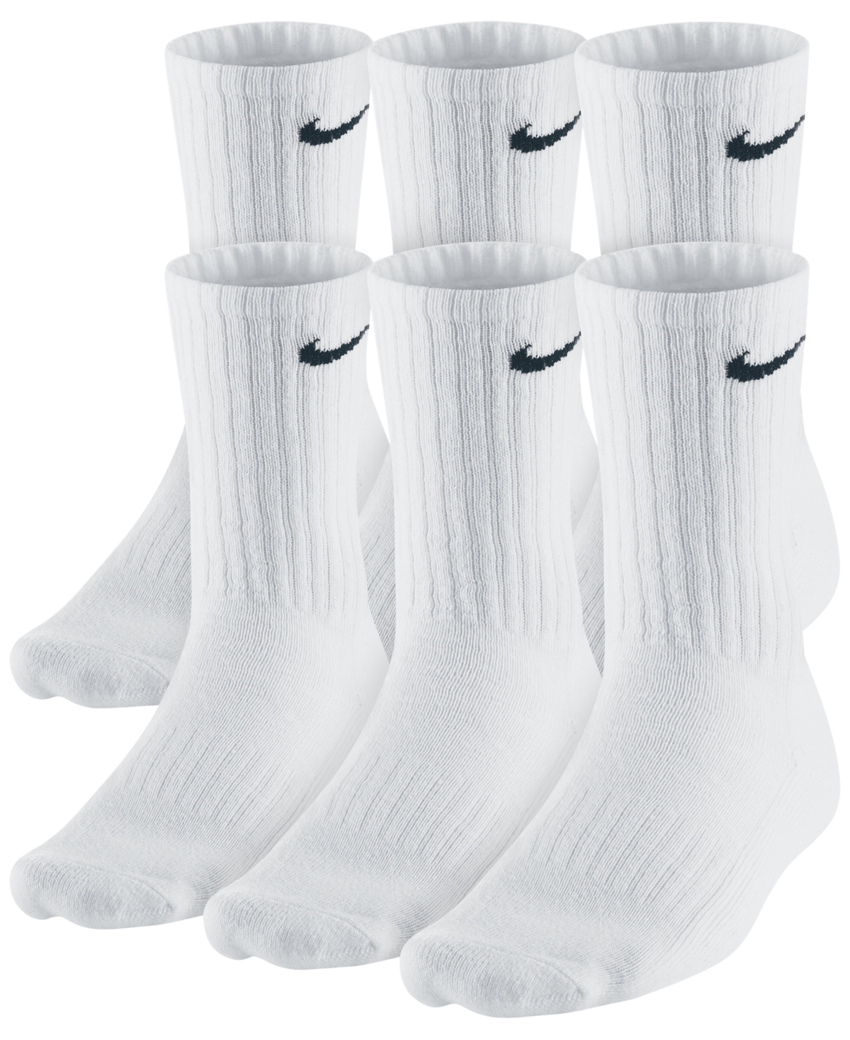 Click here for Nike Mens Cotton Crew Socks 6-Pack - White prices