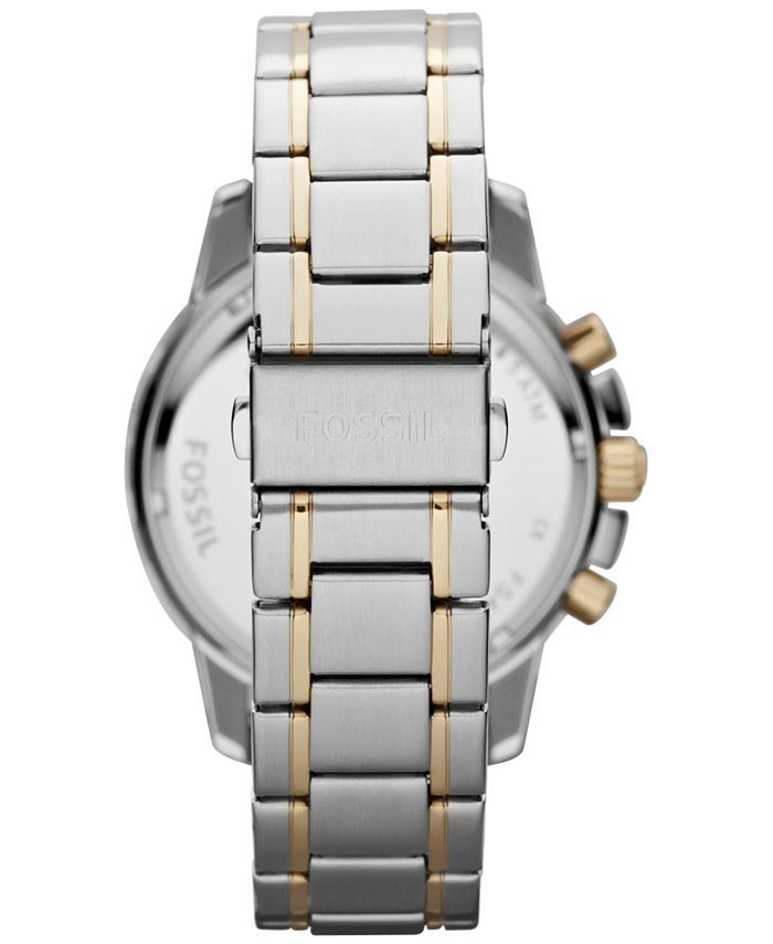 Fossil Men's Chronograph Dean Two-Tone Stainless Steel Bracelet Watch ...