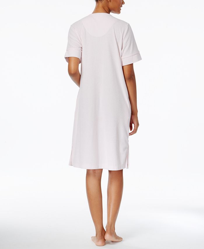 Miss Elaine French Terry Snap-Front Short Robe - Macy's