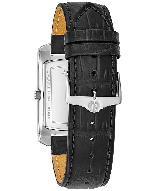 Bulova Men's Black Leather Strap Watch 31x47mm 96B269 - Watches ...