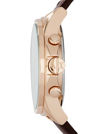 A|X Armani Exchange Men's Chronograph Dark Brown Leather Strap Watch ...