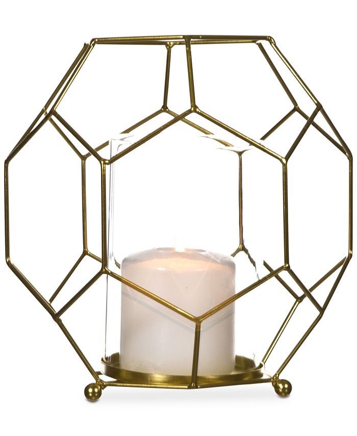 Home Essentials Gold-Tone Geo Lantern - Macy's