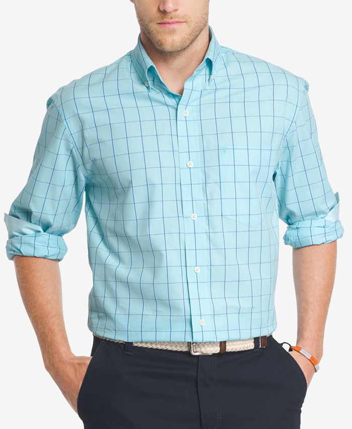 IZOD Men's Windowpane Cotton Shirt - Macy's