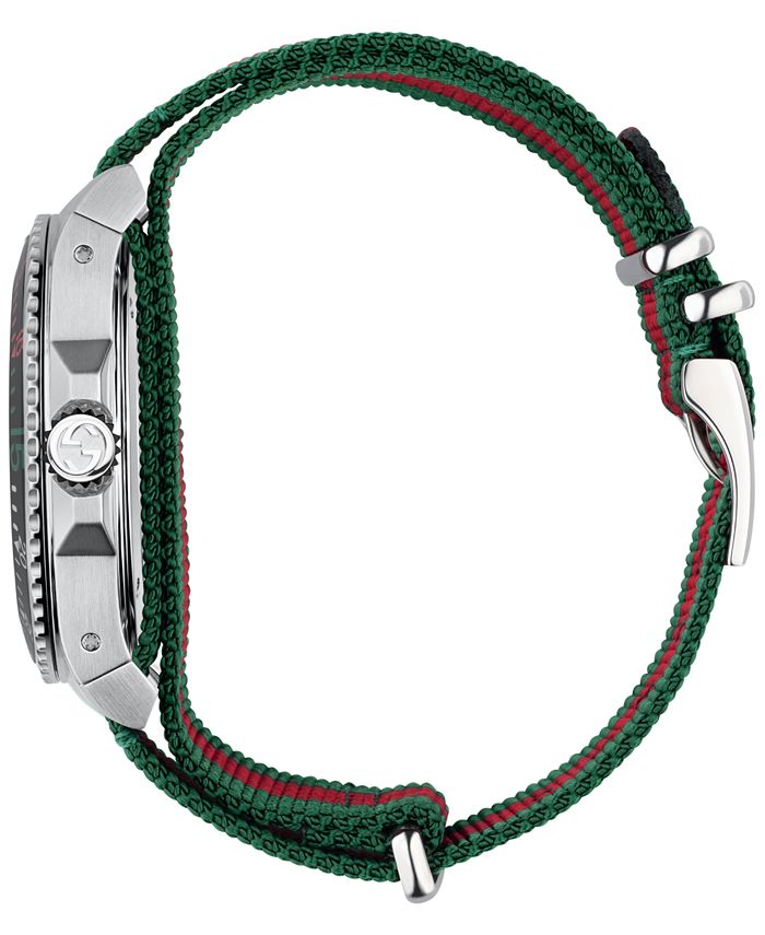 Gucci Dive Green & Red Nylon Strap Watch 44mm - Macy's