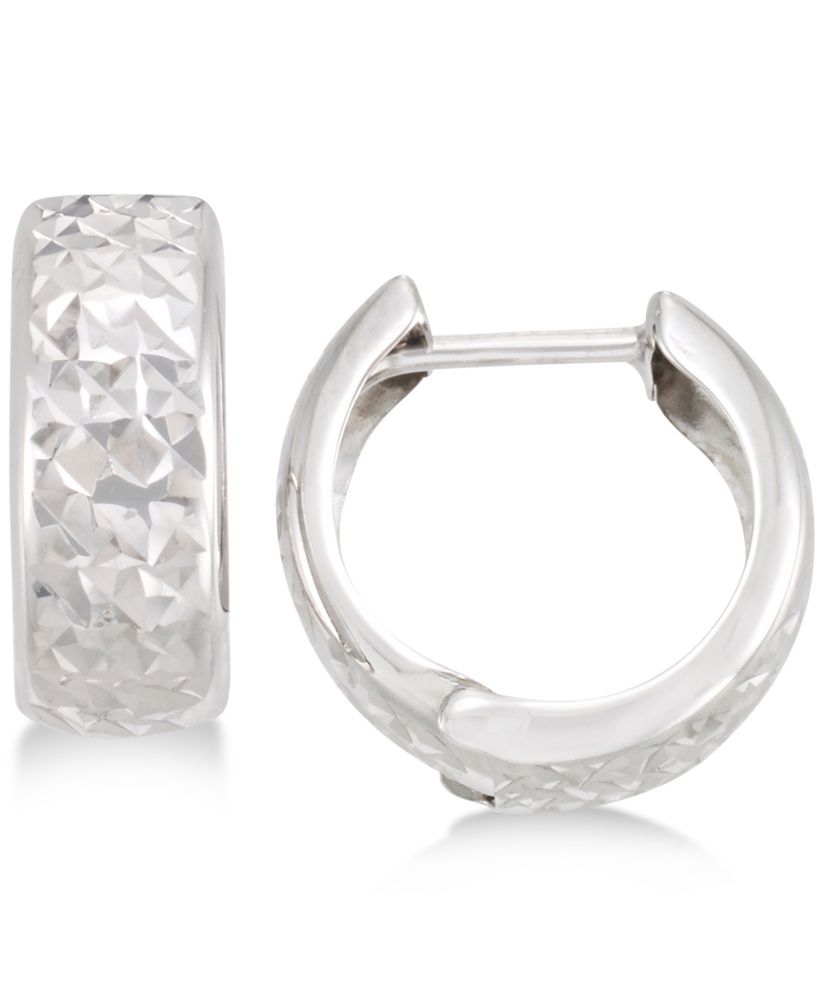 Click here for Textured Wide Huggie Hoop Earrings - White Gold prices
