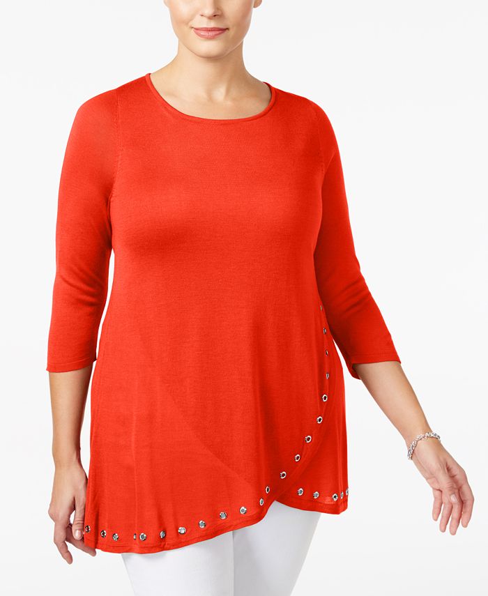 Belldini Plus Size Grommet-Trim Tunic - Macy's