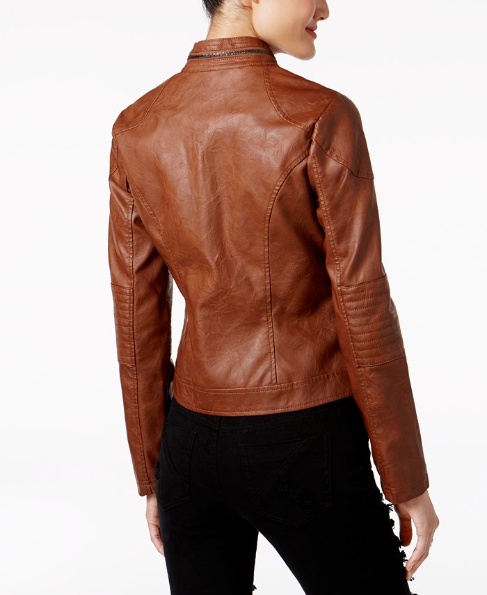 Maralyn & Me Juniors' Faux-Leather Jacket - Macy's