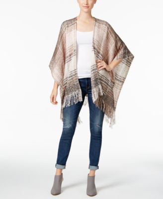 Cejon Plaid Bouclé Cape - Macy's