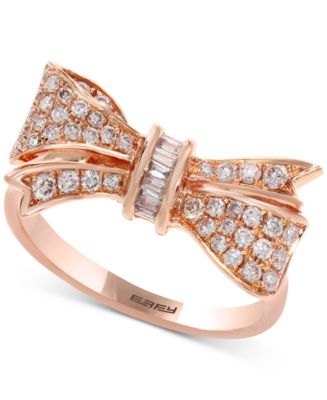 Pavé Rose by EFFY® Diamond Bow Ring (3/8 ct. t.w.) in 14k Rose Gold ...