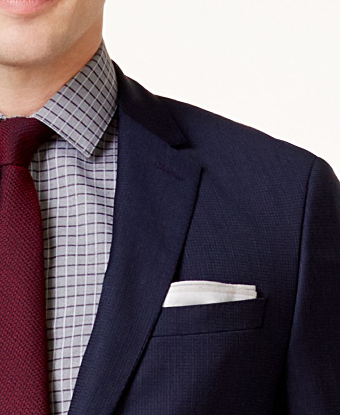 Hugo Boss HUGO Men's Slim-Fit Navy Textured Grid Suit - Macy's