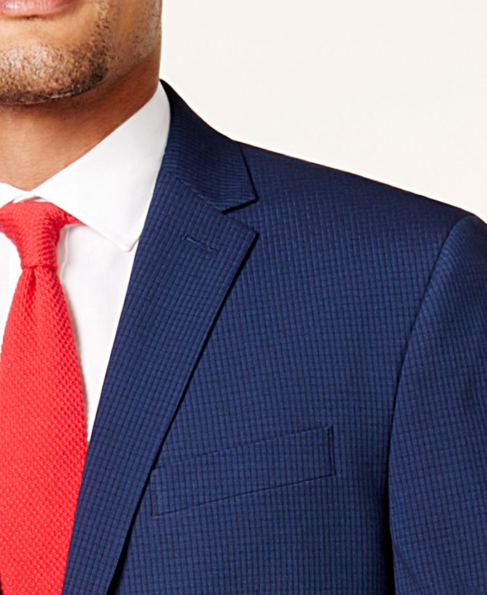 Kenneth Cole Reaction Men's Slim-Fit Cobalt Tonal Grid Techni-Cole Suit ...