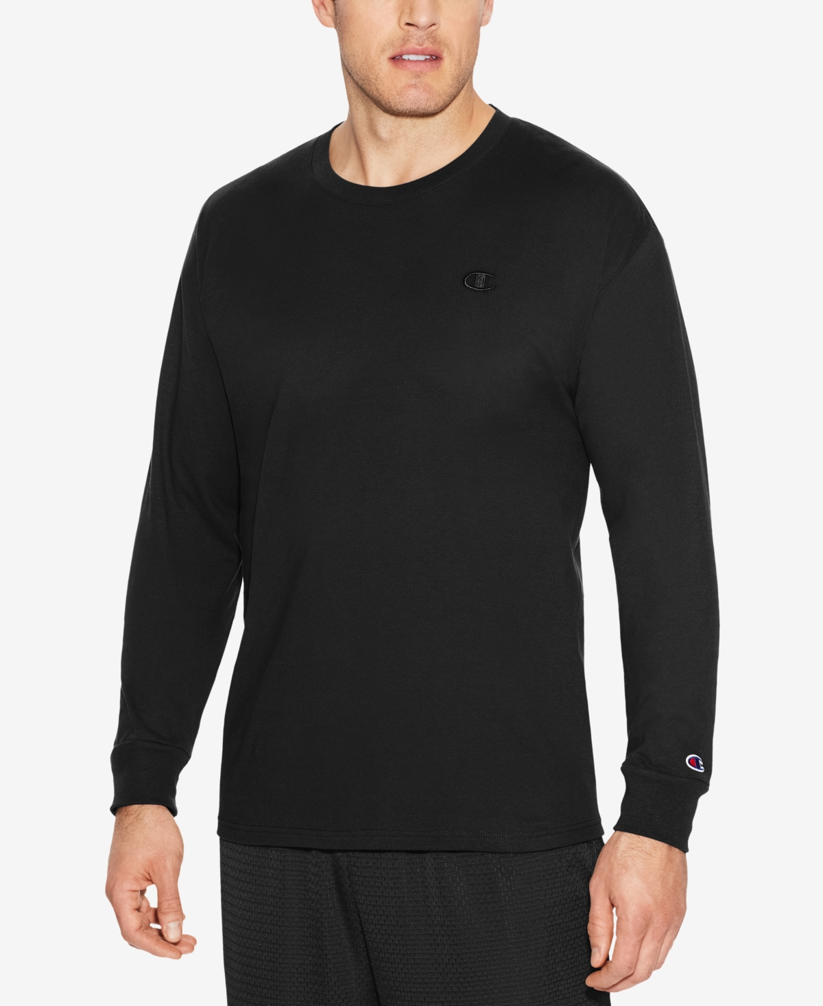 Click here for Champion Mens Long-Sleeve Jersey T-Shirt - BLACK prices