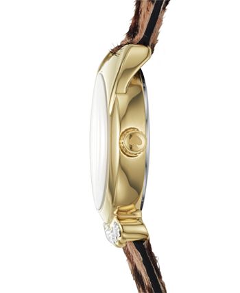 kate spade new york Women's Leopard-Print Calf Hair Leather Strap Watch ...