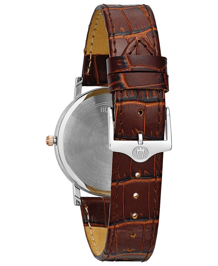 Bulova Men's Brown Leather Strap Watch 37mm 98H51 - Macy's