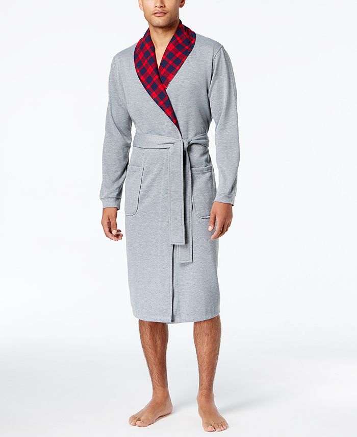 Club Room Plaid-Collar Robe, Created for Macy's - Macy's